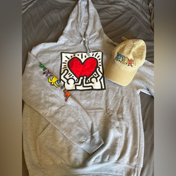 Shirts | Keith Haring Hoodie And Strapback Dad Hat Bundle Streetwear ...